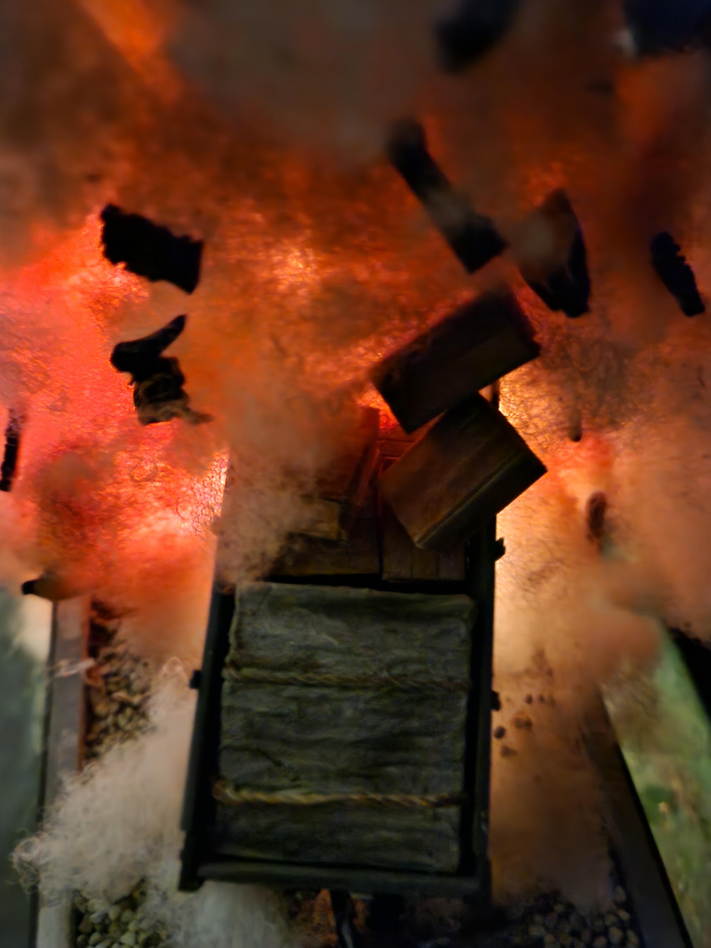 Destroyed bridge diorama