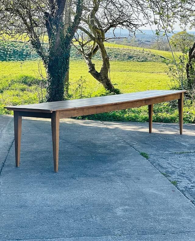 Large Farmhouse Pine Kitchen Dining Serving Table