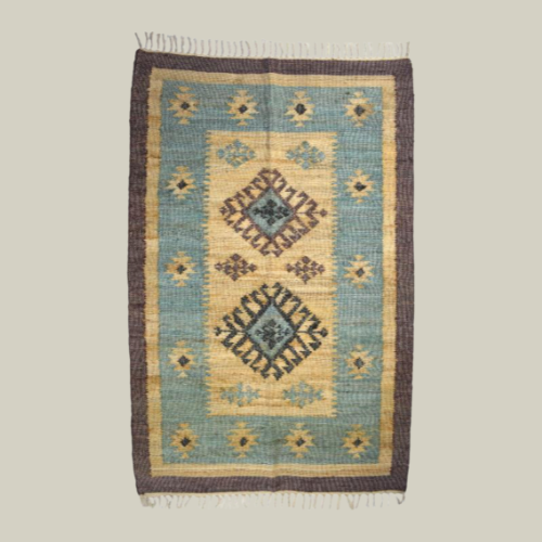 Blue & Sand Jute Rug (M)