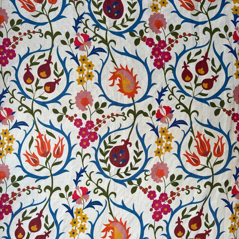 Tashkent Suzani Irish Linen Fabric