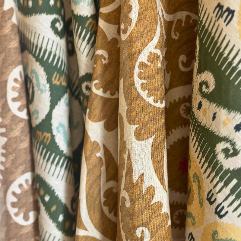 Green Nomad Stripe Linen Fabric