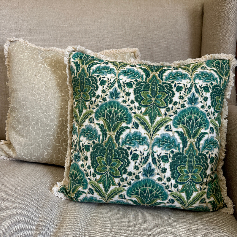 green patterned cushions
