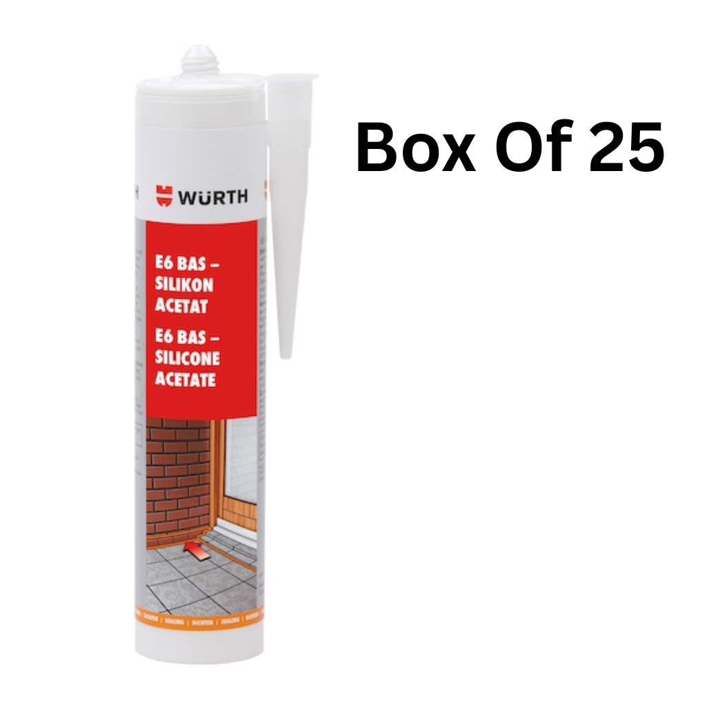 Wurth E6 BAS Window Frame Silicone Sealant Box Of 25