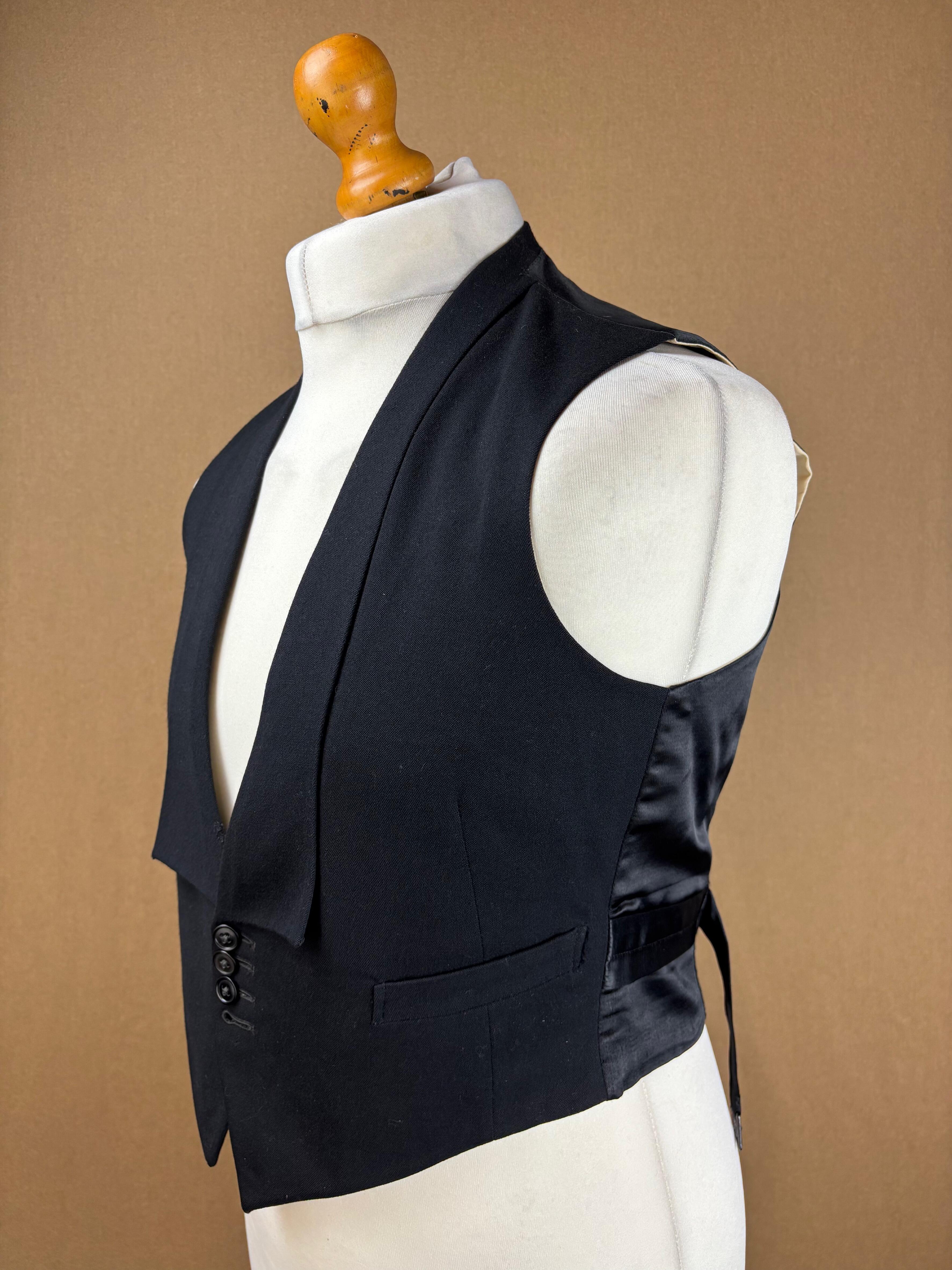 1930's bespoke black tie dinner waistcoat size 38 40 short
