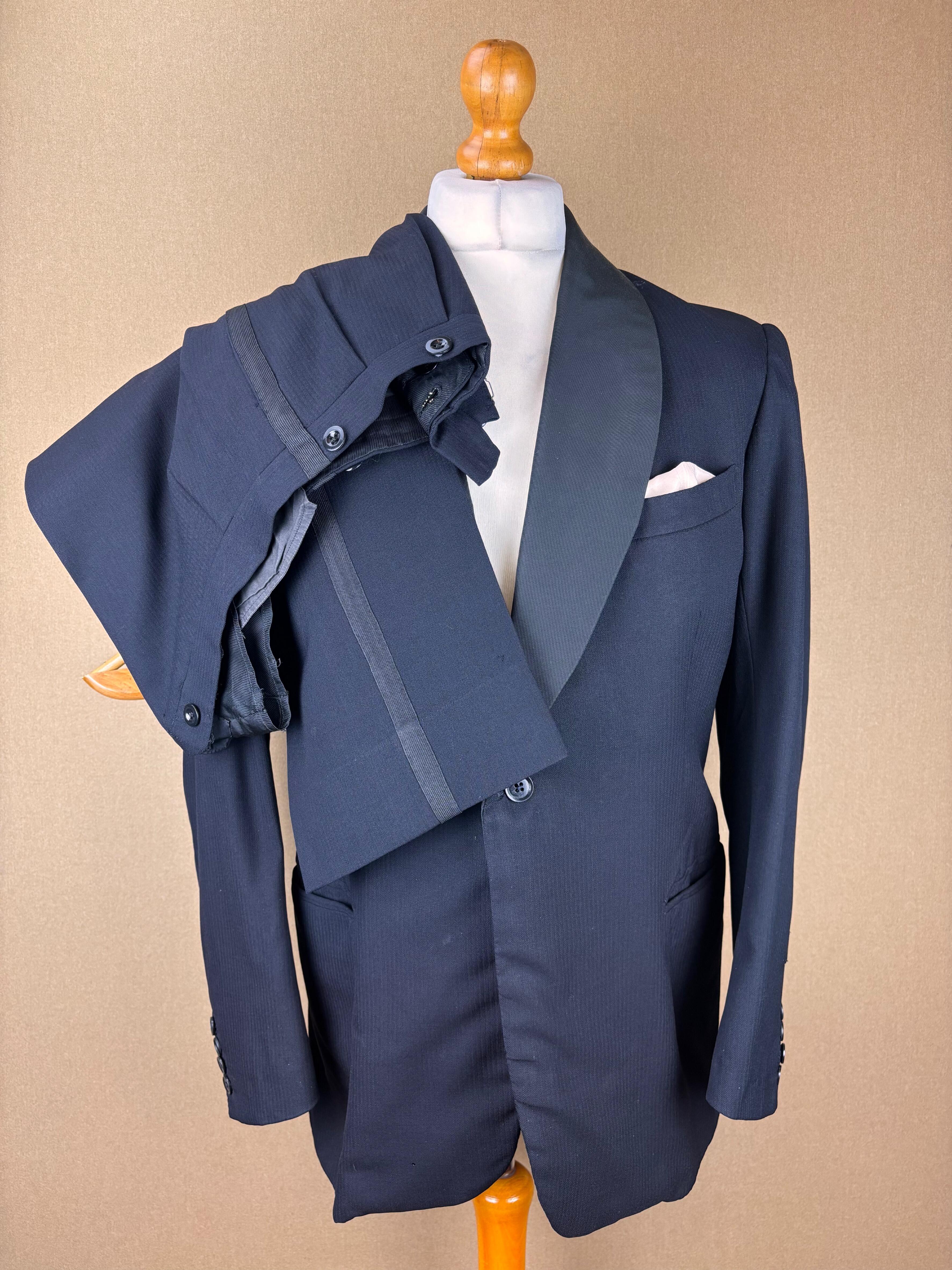 Bespoke 1930's / 1950's shawl collar dinner suit size 42