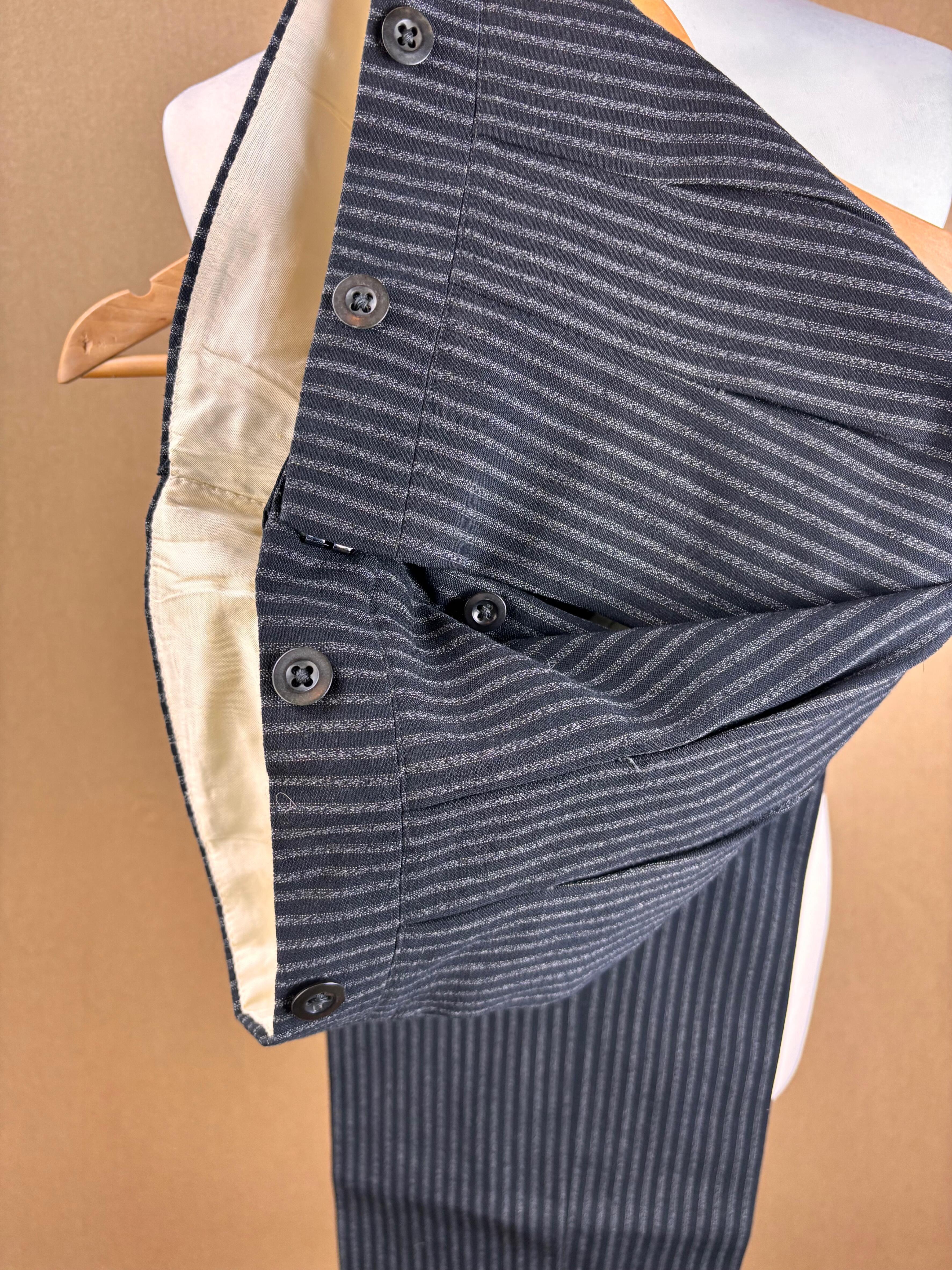1920's Edwardian bespoke flat fronted morning trousers size 32 reg
