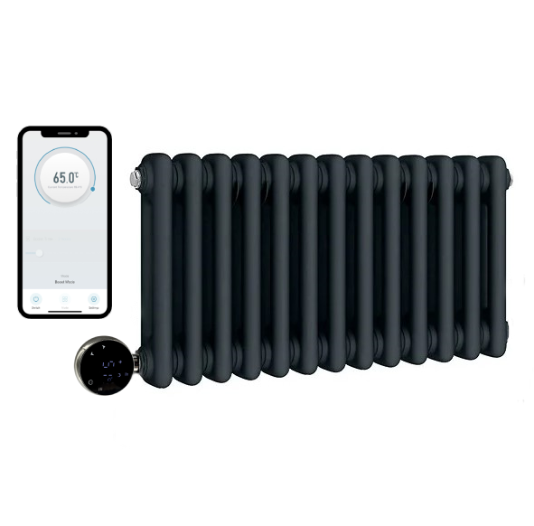 Wifi Electric Traditional Anthracite 2 Column Radiators 300mm High