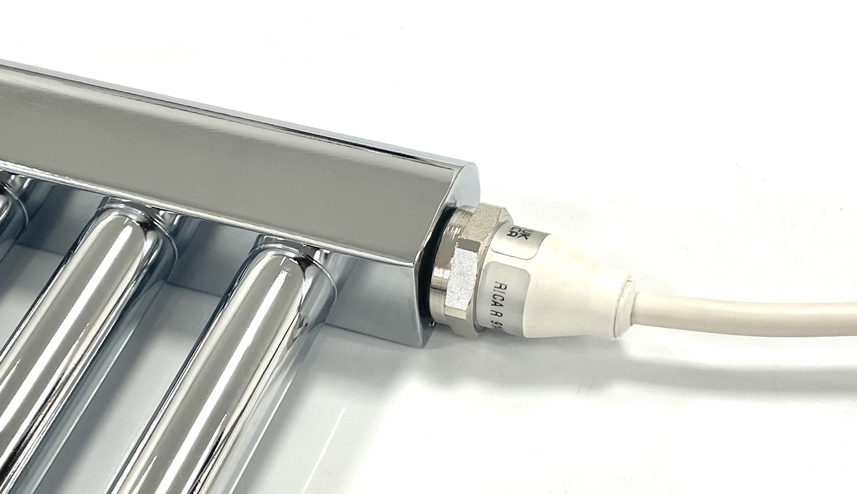 Extra High Heat Output Chrome Curved Electric Towel Rail | Greened House