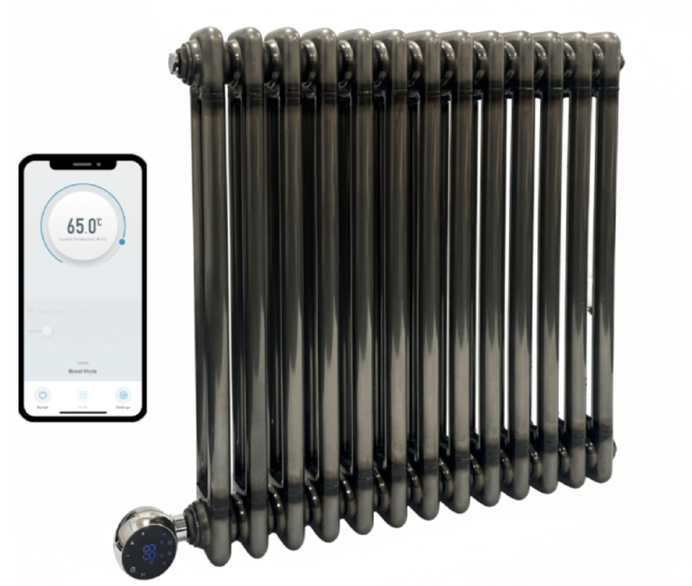 Wifi Smart Electric Traditional Raw Metal 2 Column Radiators 600mm High
