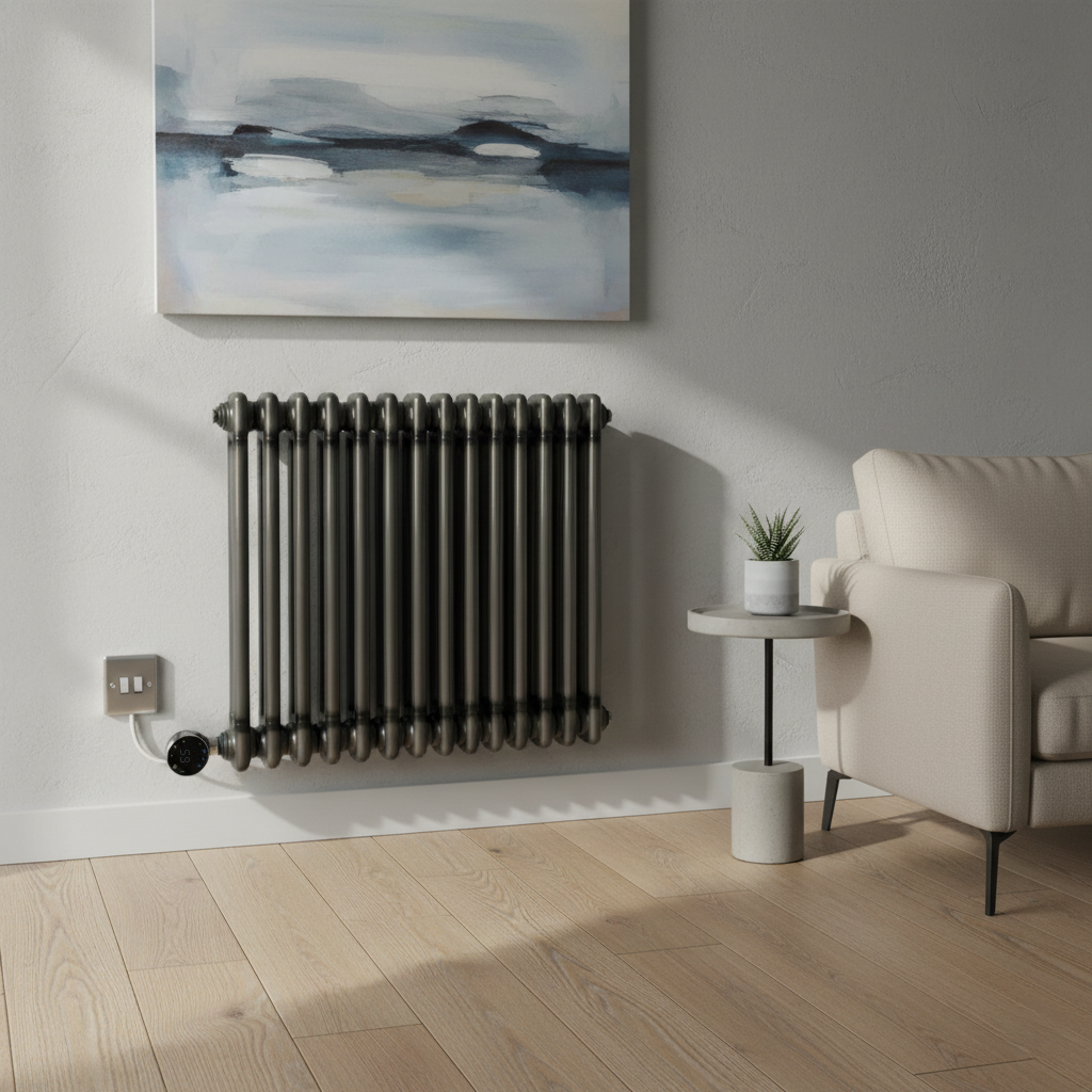 Wifi Smart Electric Traditional Raw Metal 2 Column Radiators 600mm High