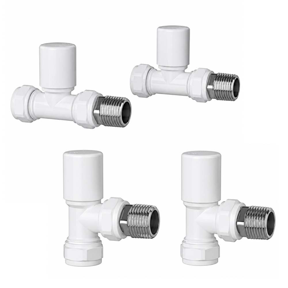 Hemsworth White Angled & Straight Radiator / Towel Rail Valves ...