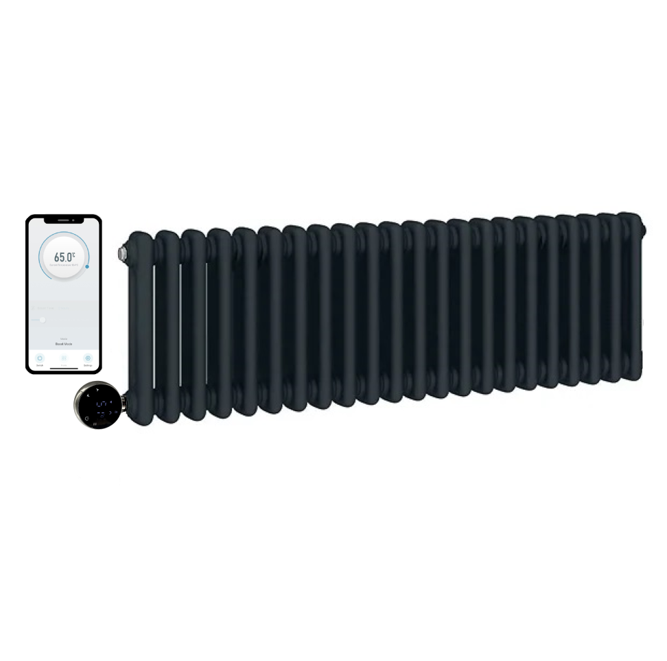 Wifi Electric Traditional Anthracite 2 Column Radiators 300mm High