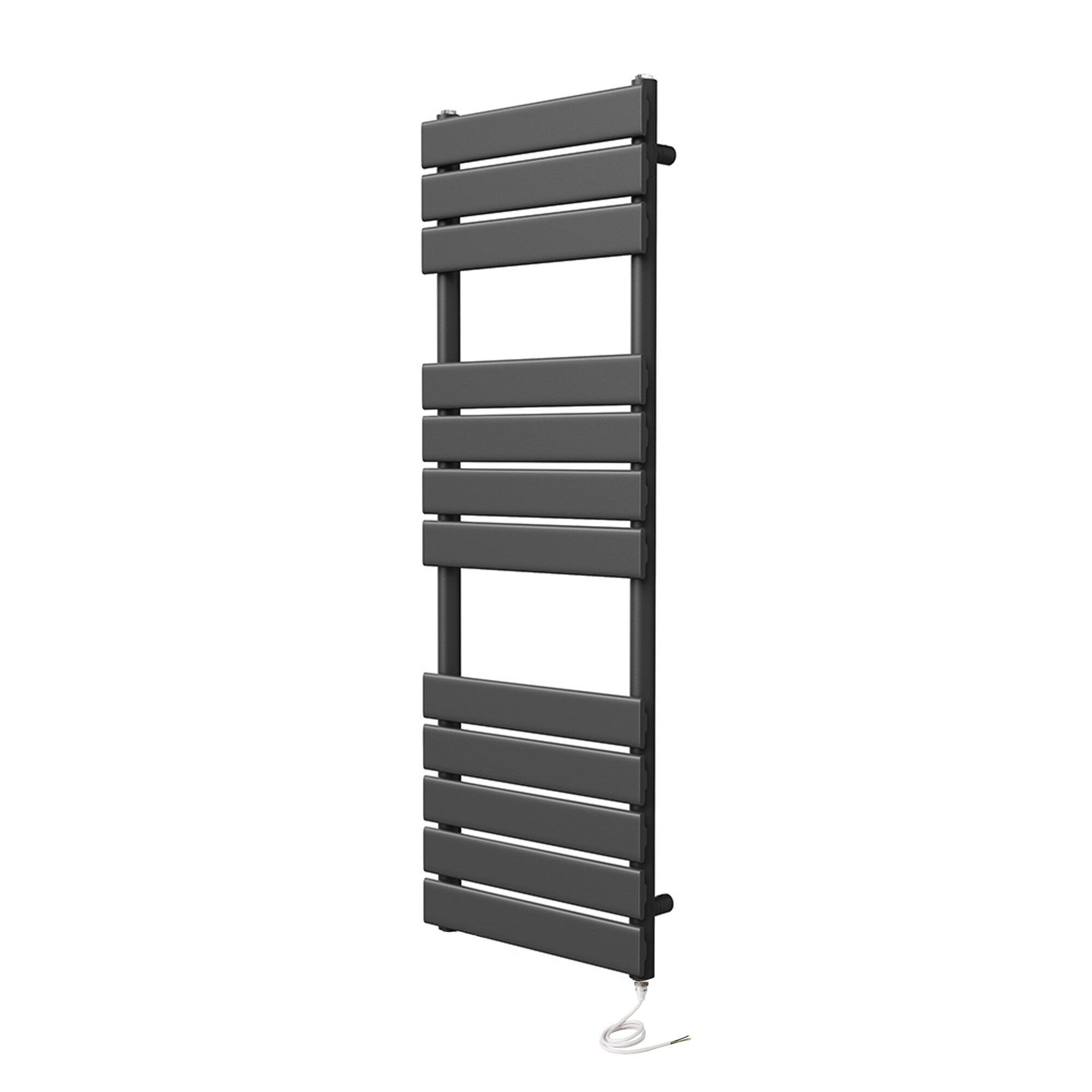 Richmond Electric Heated Towel Rail Black Flat Panel Bathroom Radiator ...