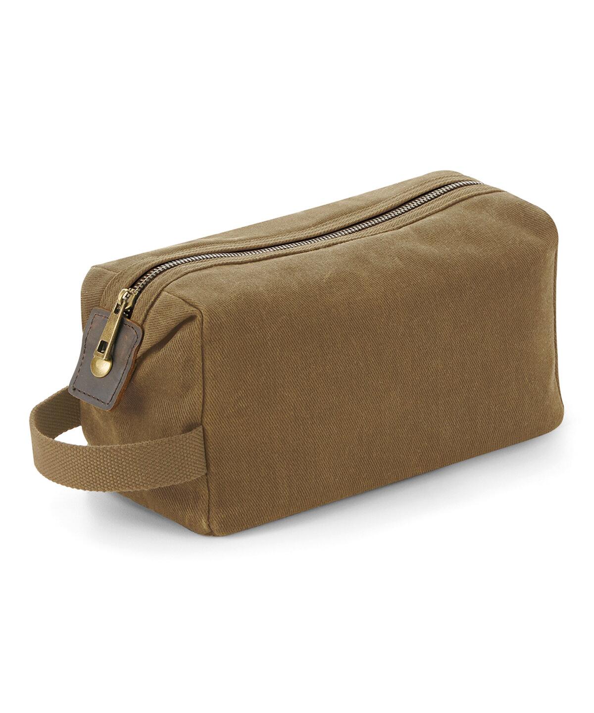 Quadra Heritage waxed canvas wash bag | Printed & Embroidered Bags ...