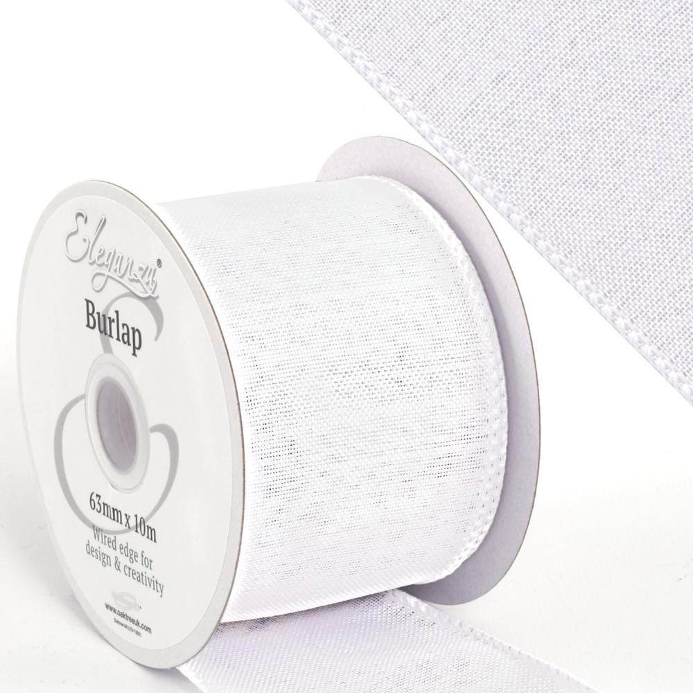 Wired Edge Burlap 63mm Ribbon 10 Metre Roll OTWB63