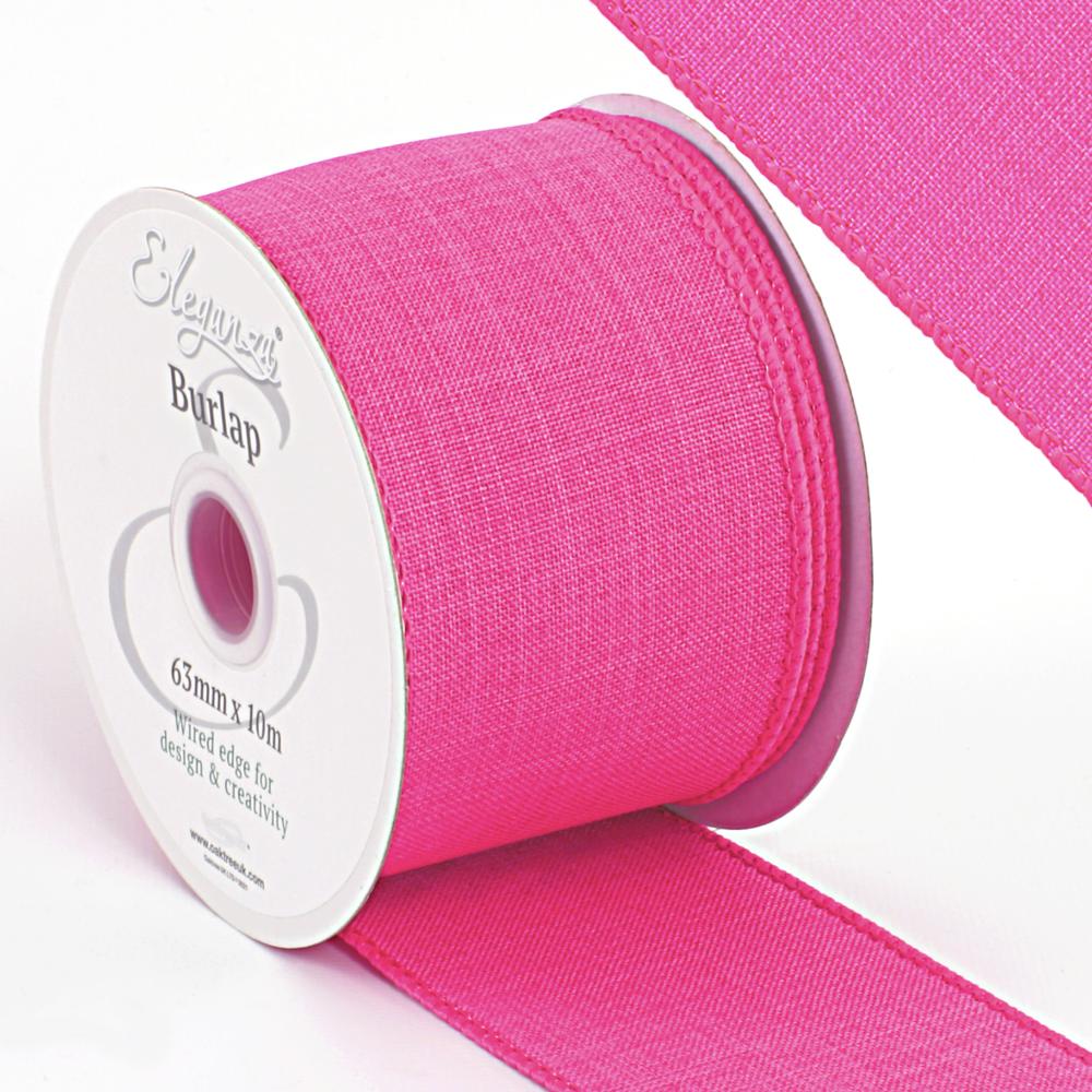 Wired Edge Burlap 63mm Ribbon 10 Metre Roll OTWB63