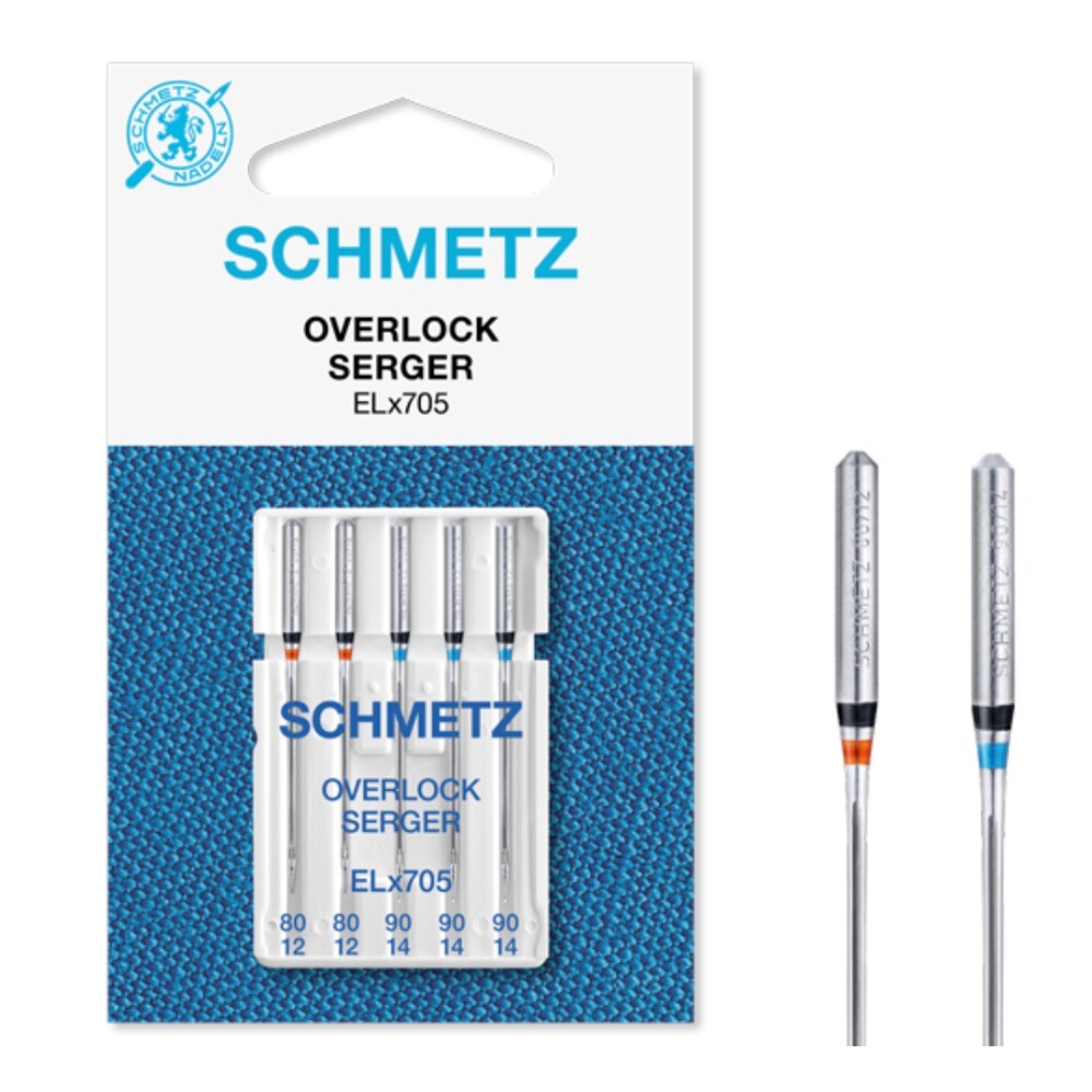 Schmetz Overlock Serger EL x 705 CF Size 80-90 Machine Needles 5 Piece Card SCH-719317
