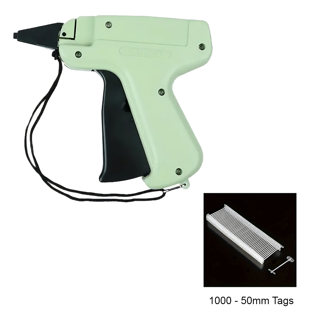 Clothing Tag Gun & 1000 50mm Tags Green TG1
