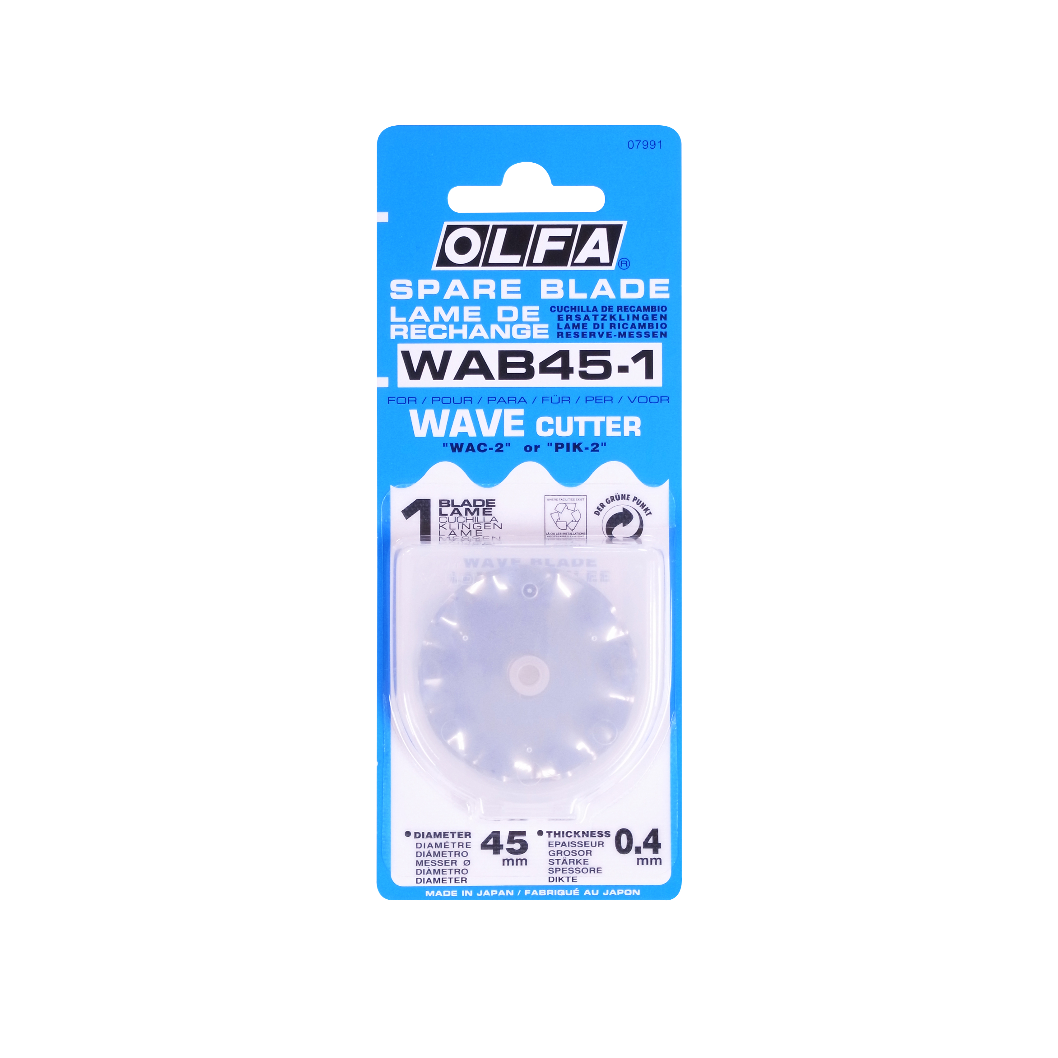 Rotary Cutter Wave Blade 45mm 1 pack WAB45-1 Olfa