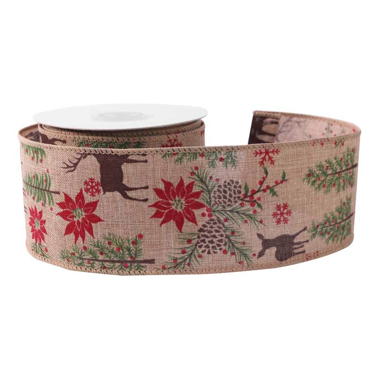Hessian Deer Ribbon 63mm x 10y AP-RI6639