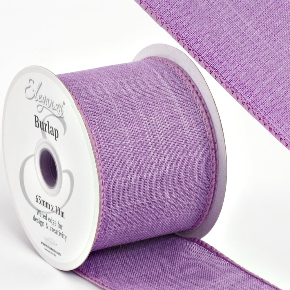 Wired Edge Burlap 63mm Ribbon 10 Metre Roll OTWB63