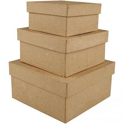 Square Boxes L:10+12,5+15cm, 3 asstd CC263720