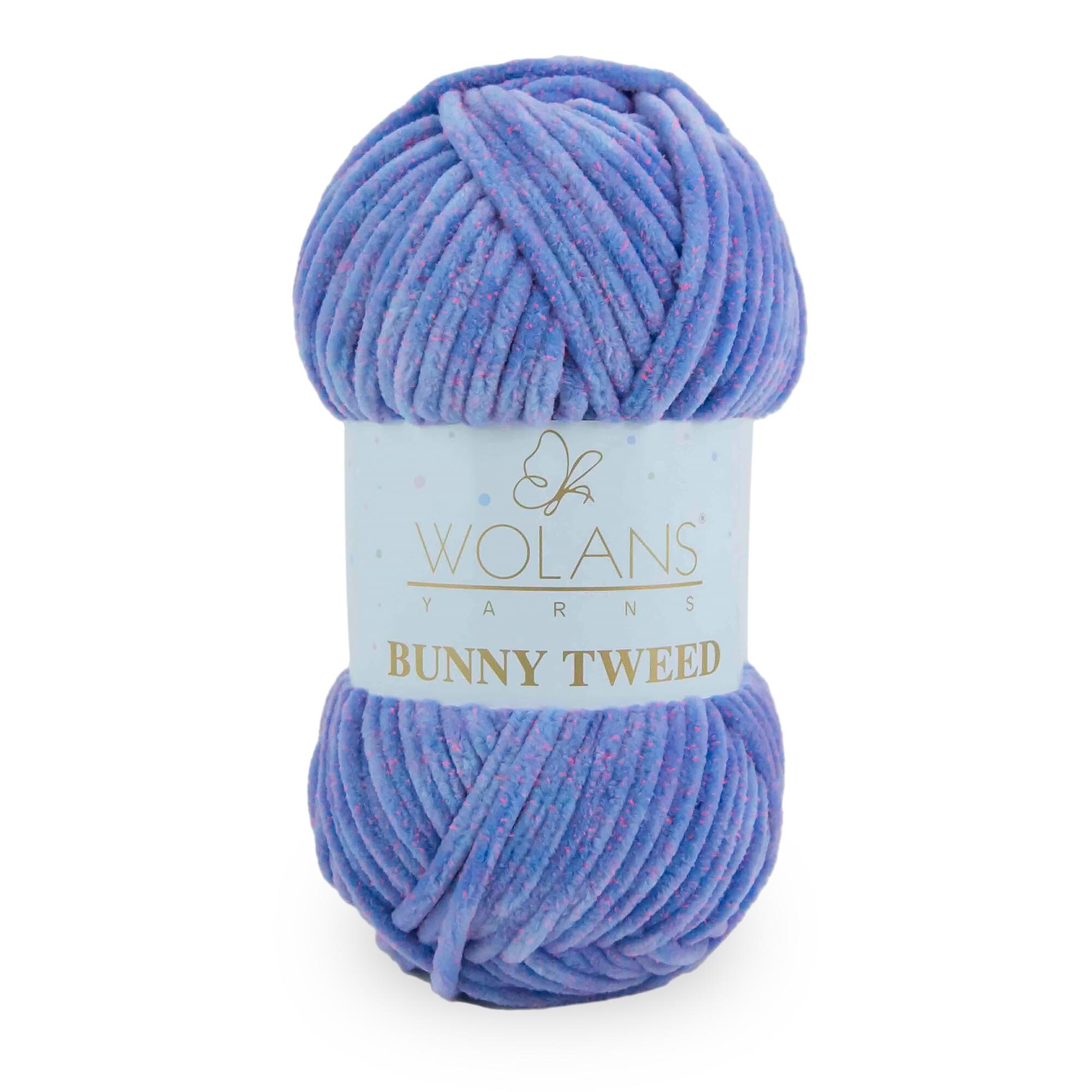 WY14018 Wolans Yarn Bunny Tweed 100% Polyester 100g x 5 Balls Mid Blue ...