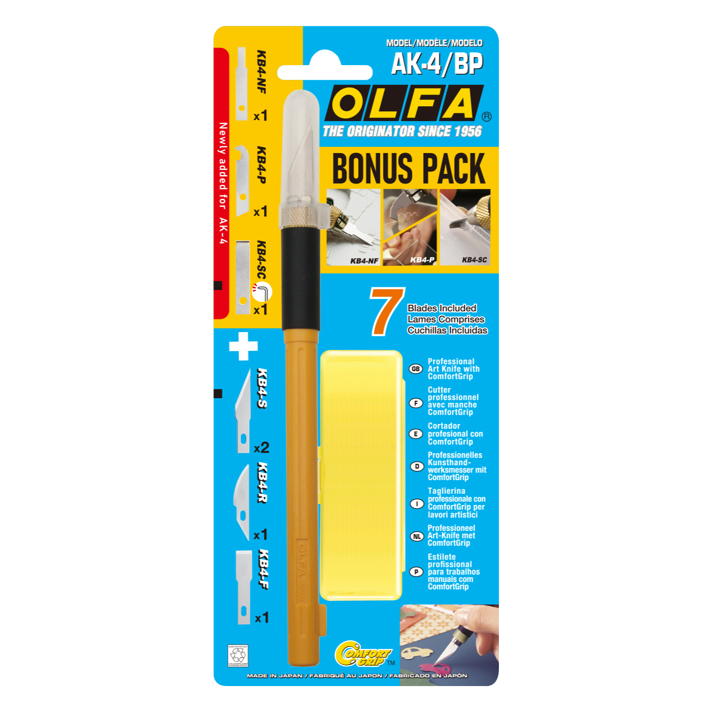 Art & Craft Knife Bonus Pack With 7 Different Blade Types AK4/BP Olfa