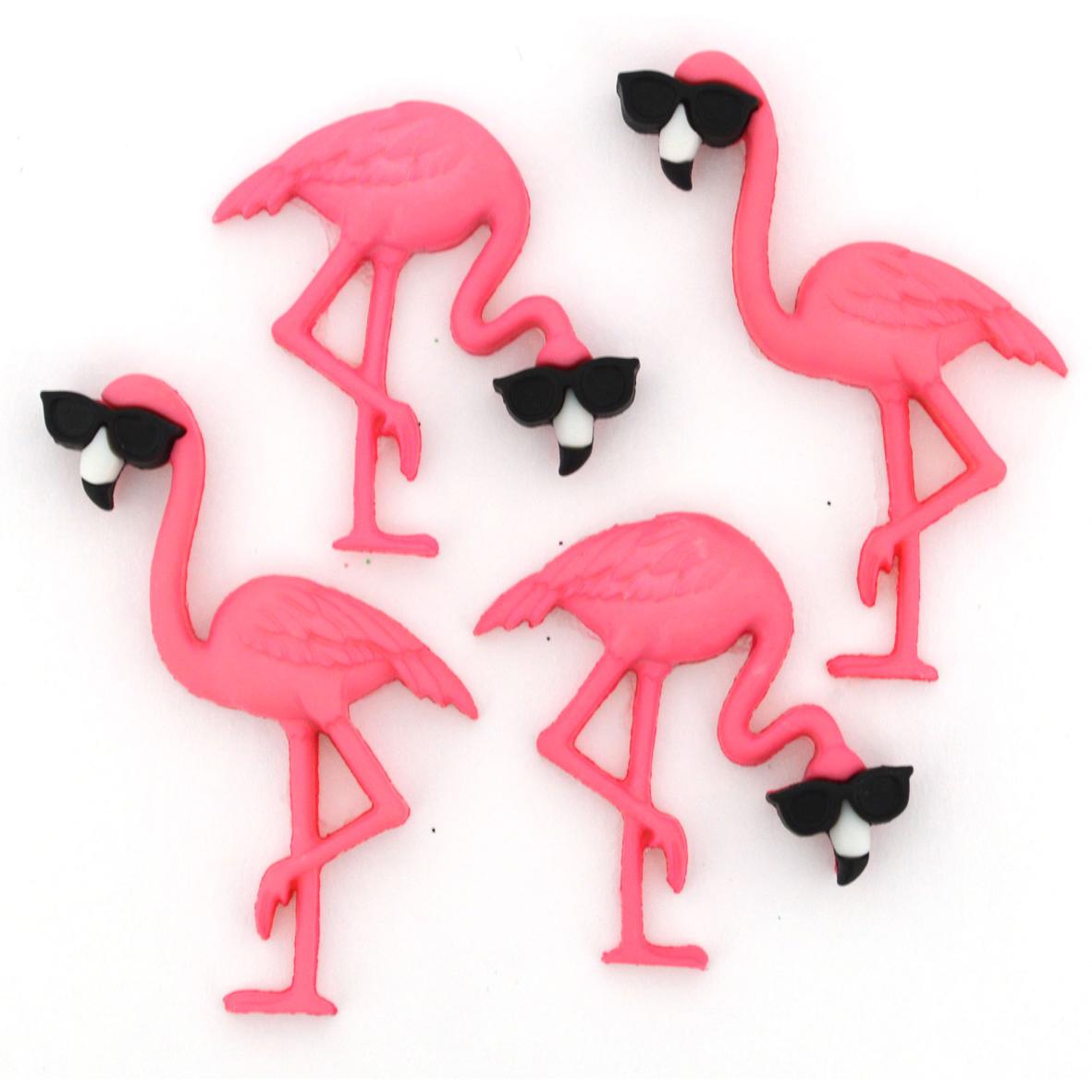 DIU10407 - Dress It Up! Buttons - Think Pink Flamingos