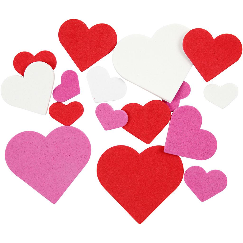 EVA Foam Hearts, size 20-50 mm, thickness 2mm, asstd colours, hearts ...