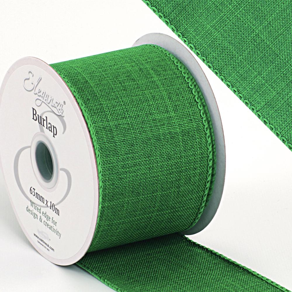 Wired Edge Burlap 63mm Ribbon 10 Metre Roll OTWB63