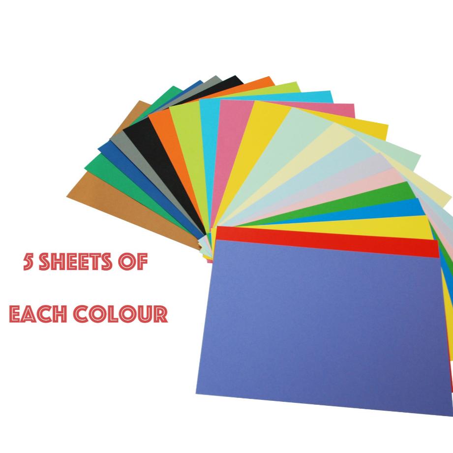 A4 Assorted Card Mixed Colour 100 Piece Pack LINE2371