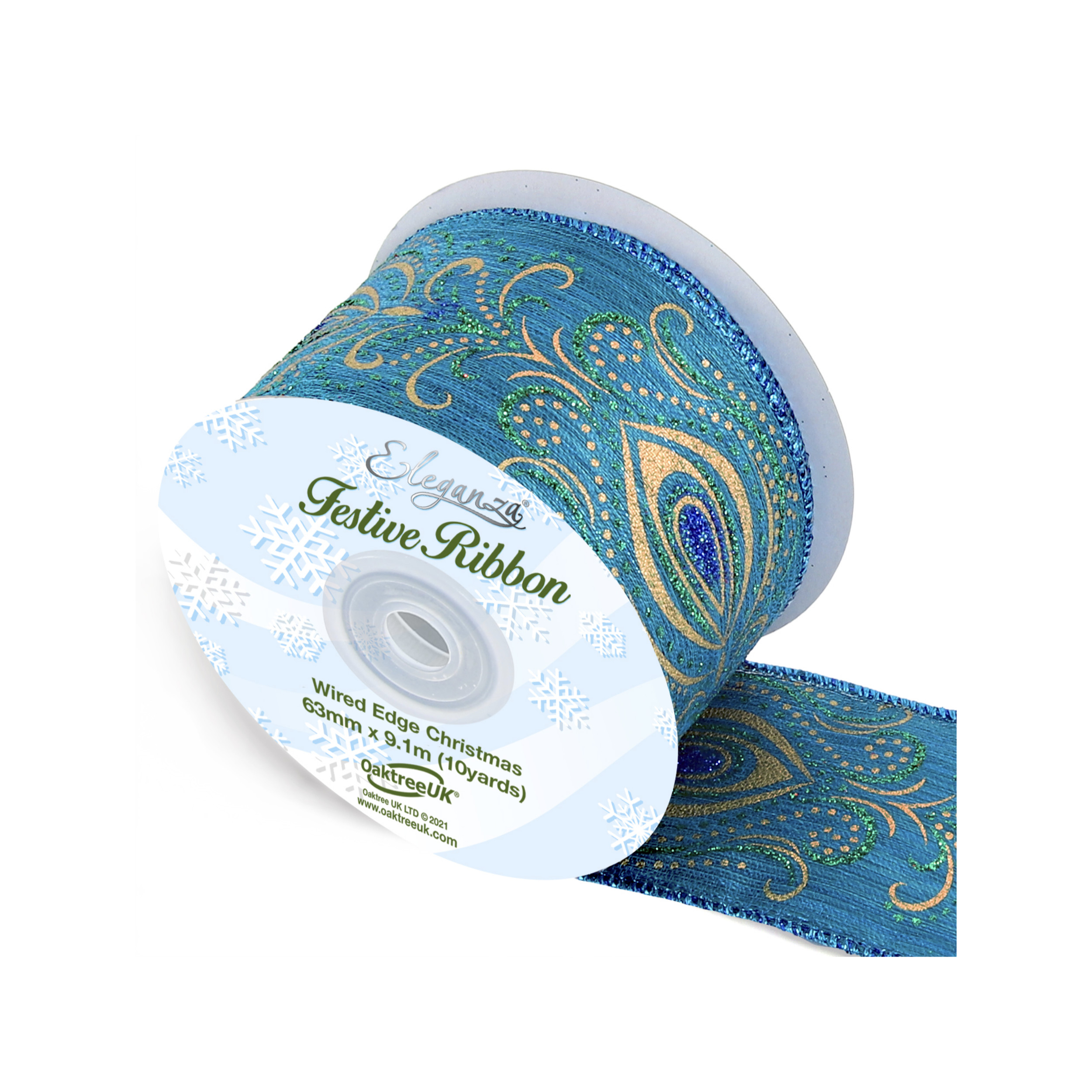 Metallic Ornate Peacock Ribbon 63mm x 10y Pattern 399 OT653771