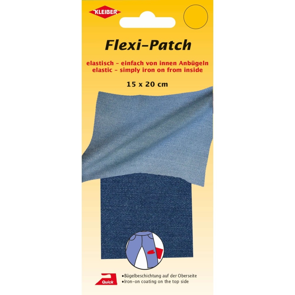 Flexi Patches Iron On Inside 1 Piece Card K304-74 Jeans Mid Blue