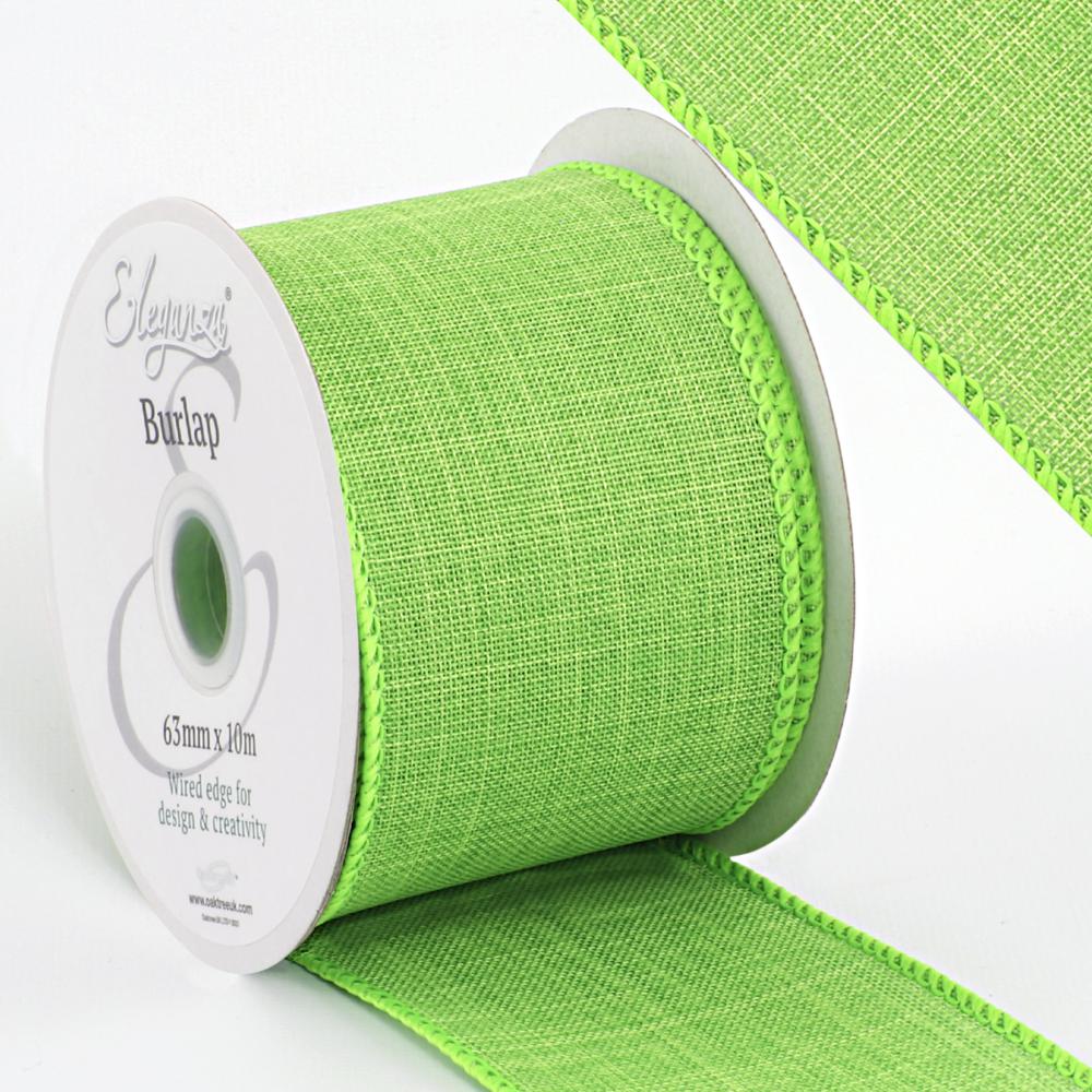 Wired Edge Burlap 63mm Ribbon 10 Metre Roll OTWB63