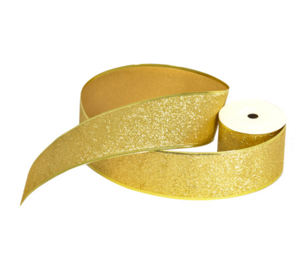 Gold Glitter Ribbon 63mm x 10yd FS-007537