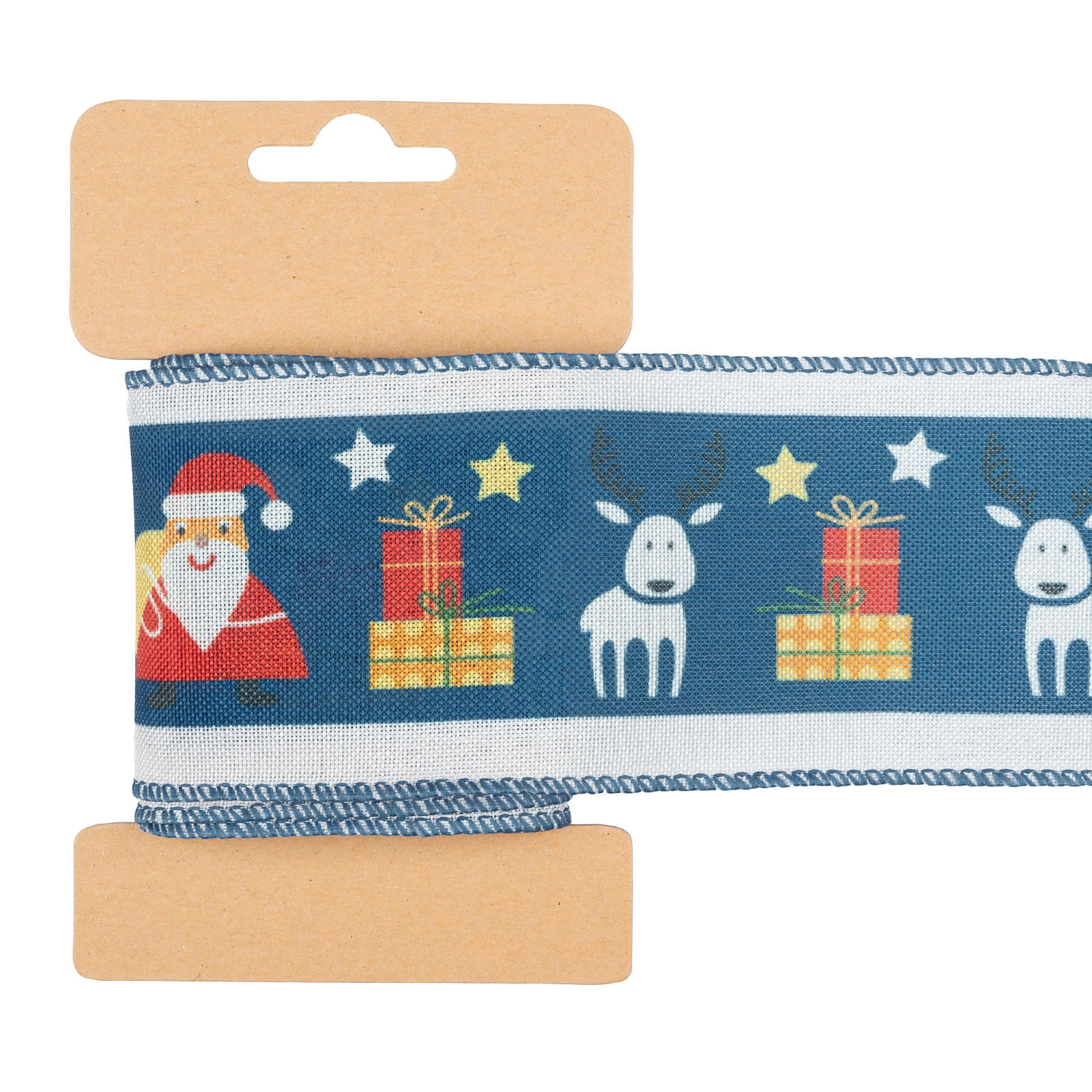 Santa Reindeer Wired Hank 63mm x 2.5y HWH19-63-01 wholesale ribbon