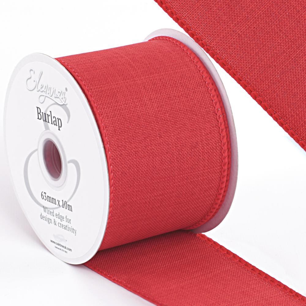 Wired Edge Burlap 63mm Ribbon 10 Metre Roll OTWB63