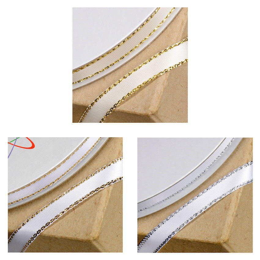 CGC106 Lurex Edge Satin Ribbon 6mm