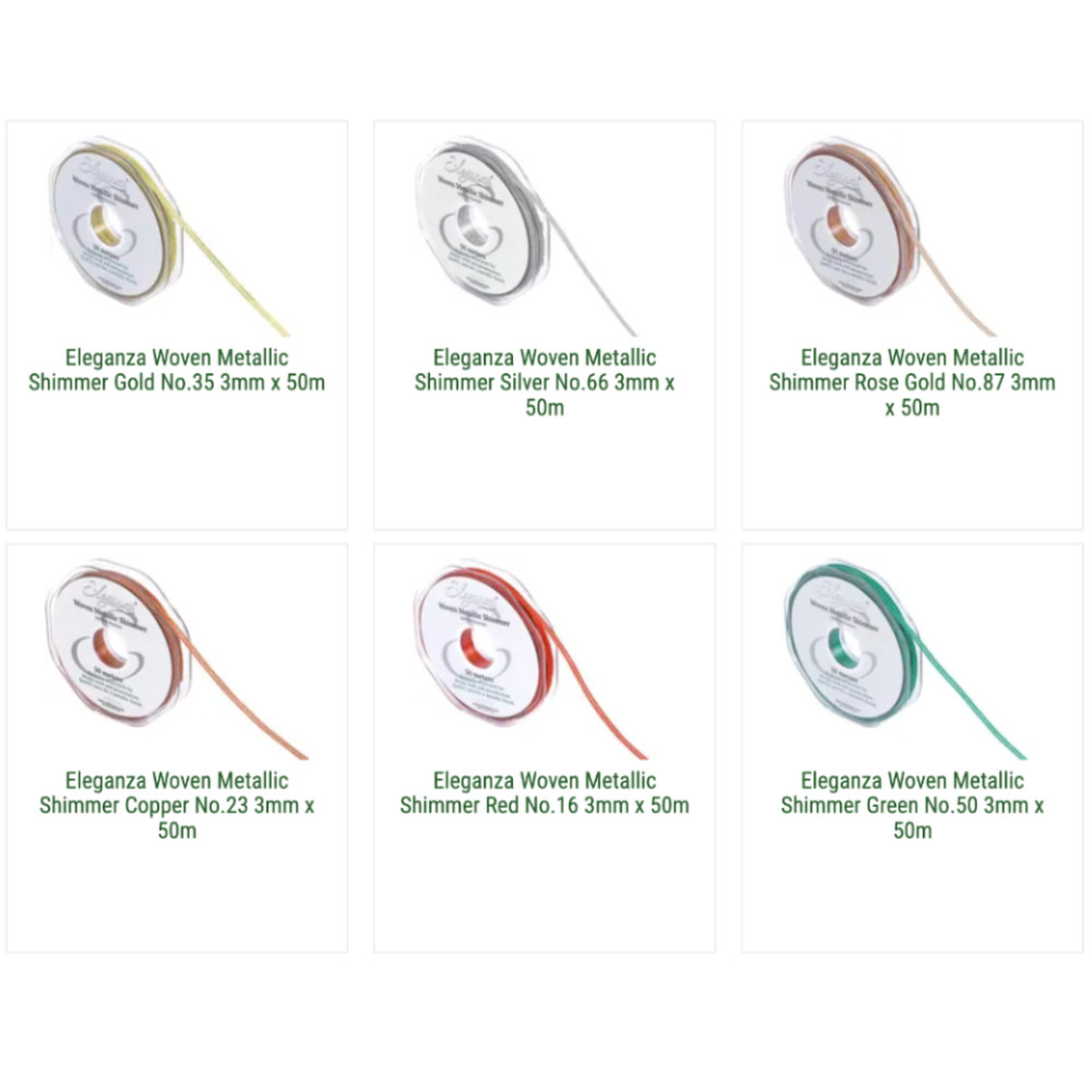 Woven Metallic Shimmer Ribbon 3mm x 50m Reel OTL3