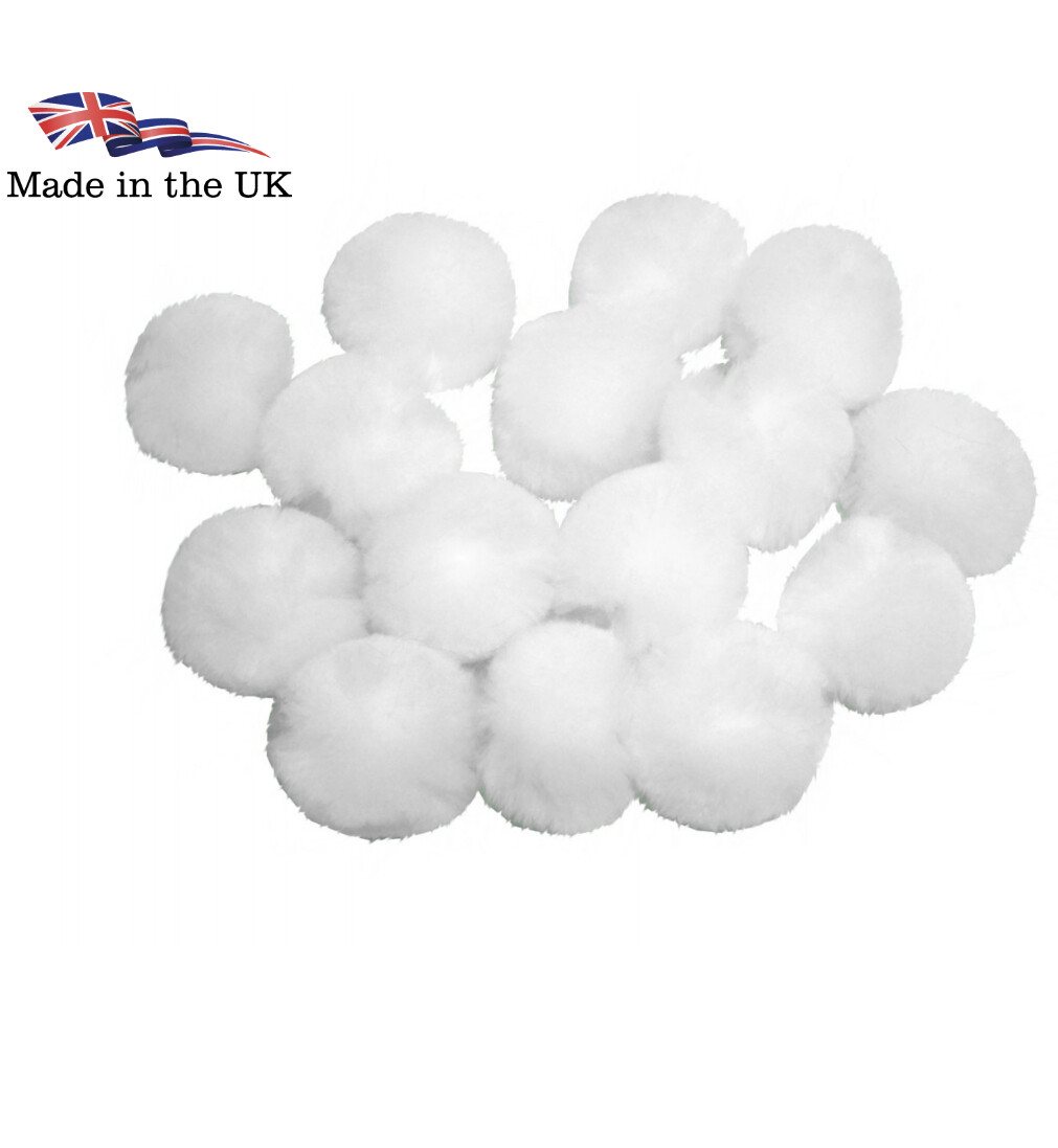 40mm White Pom-Poms (100pcs) - JT265WH