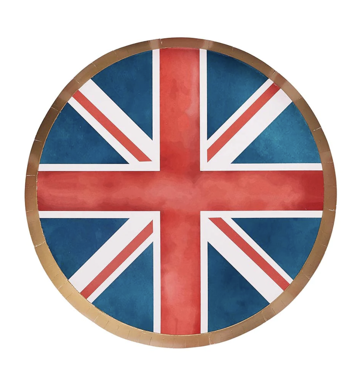 Vintage Union Jack Gold Edge Paper Plates 8pcs HBRB114