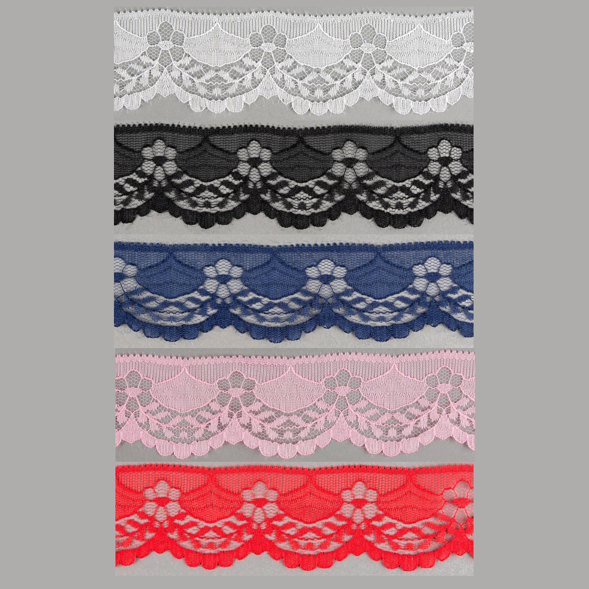 Flat Nylon Lace 40mm (widest point) x 25m NY/708