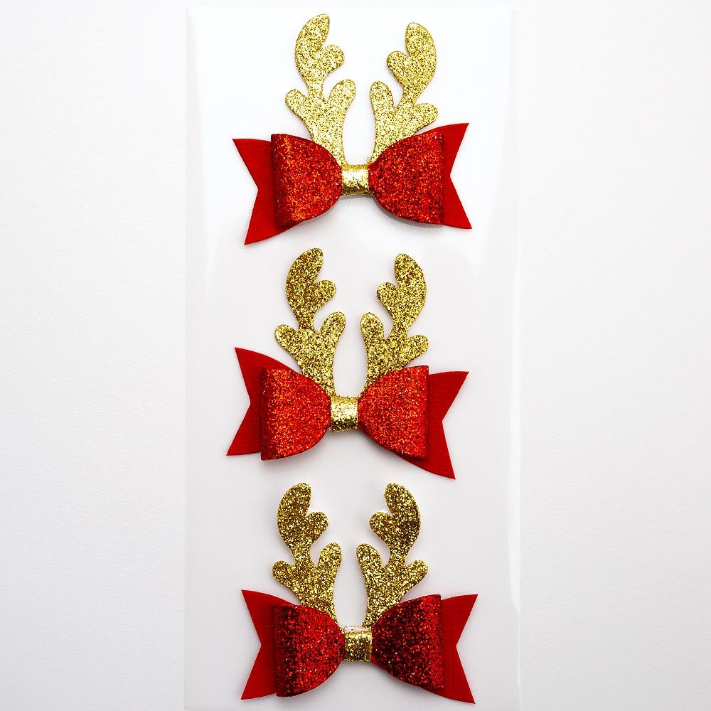 Glitter Reindeer Antler Bow 3pcs IO-XM050