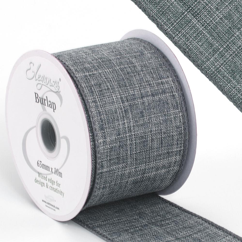 Wired Edge Burlap 63mm Ribbon 10 Metre Roll OTWB63