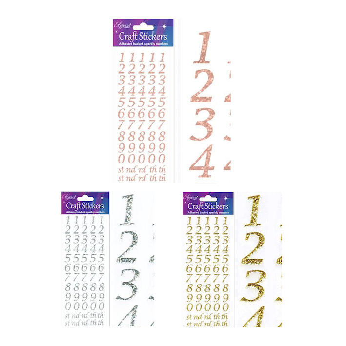 Glitter Stylised Number Stickers OTGSN