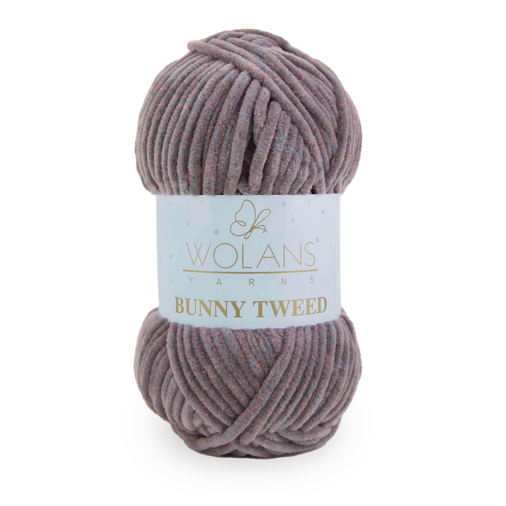 WY14015 Wolans Yarn Bunny Tweed 100% Polyester 100g x 5 Balls Grey/Pink ...