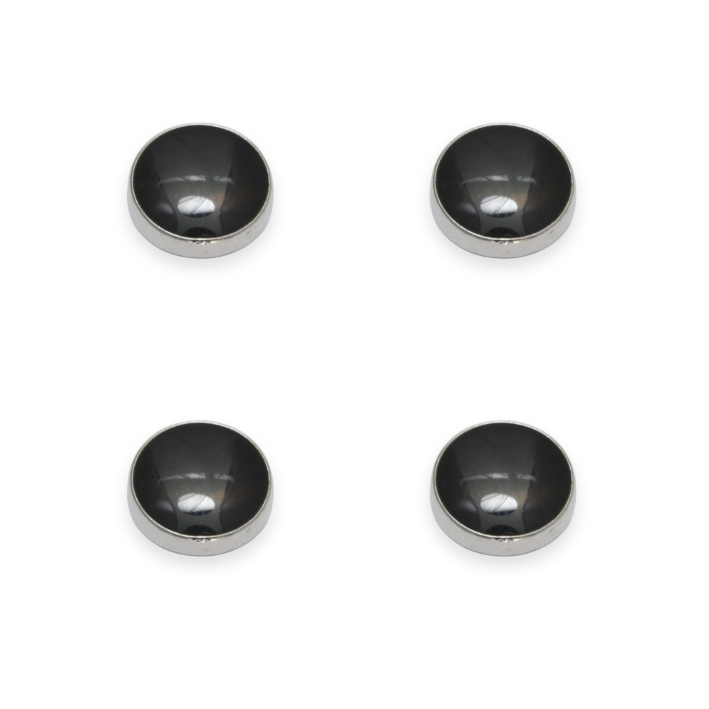 Metal Rim Buttons 9mm Black/Silver Shank 50 Piece Pack B521