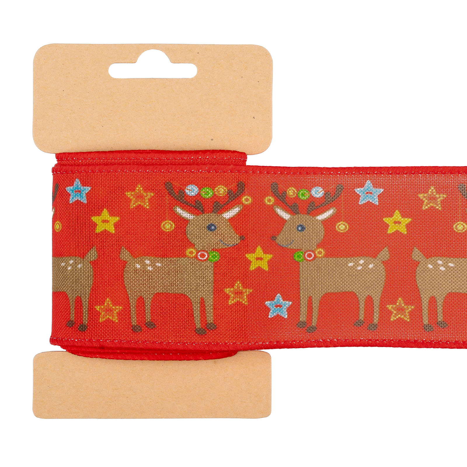Cute Reindeer Wired Hank 63mm x 2.5y HWH26-63-01 wholesale ribbon