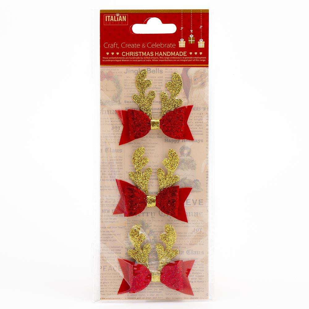 Glitter Reindeer Antler Bow 3pcs IO-XM050